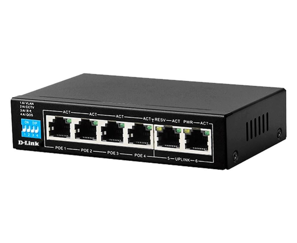 D-Link 6-Port Unmanaged PoE Switch with 4 PoE RJ45